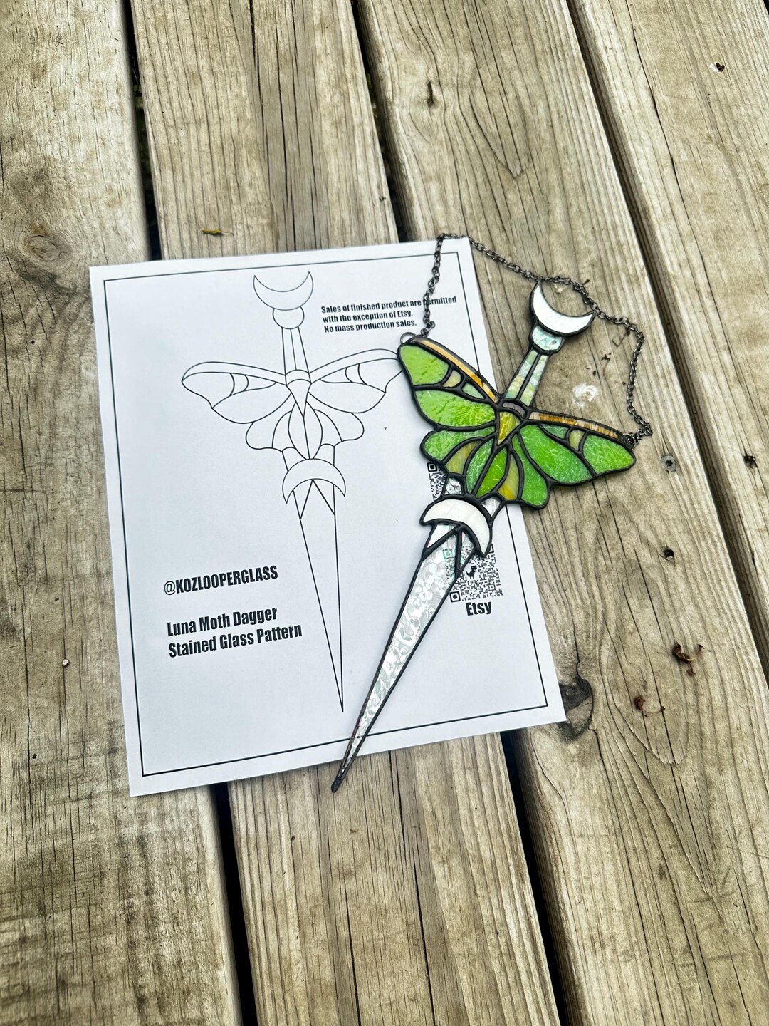 DIGITAL DOWNLOAD Pattern | Luna Moth Dagger Stained Glass Pattern - Etsy