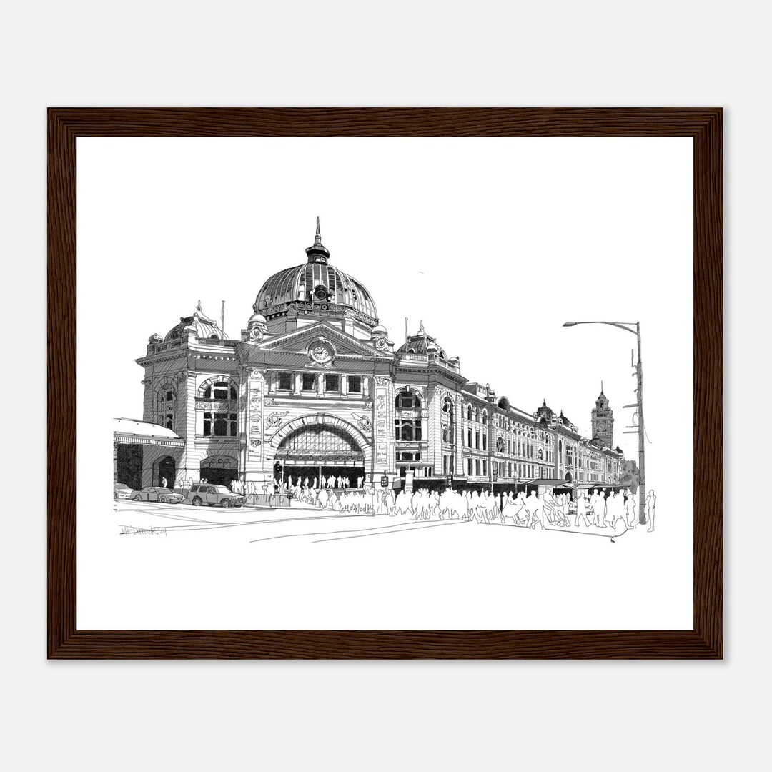 Flinders Street Station, Melbourne - Hand Drawn Line Drawing. - Etsy