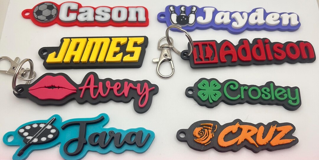 Custom 3D Printed Keychains. Pick Name,color, Font. Perfect for Sports ...