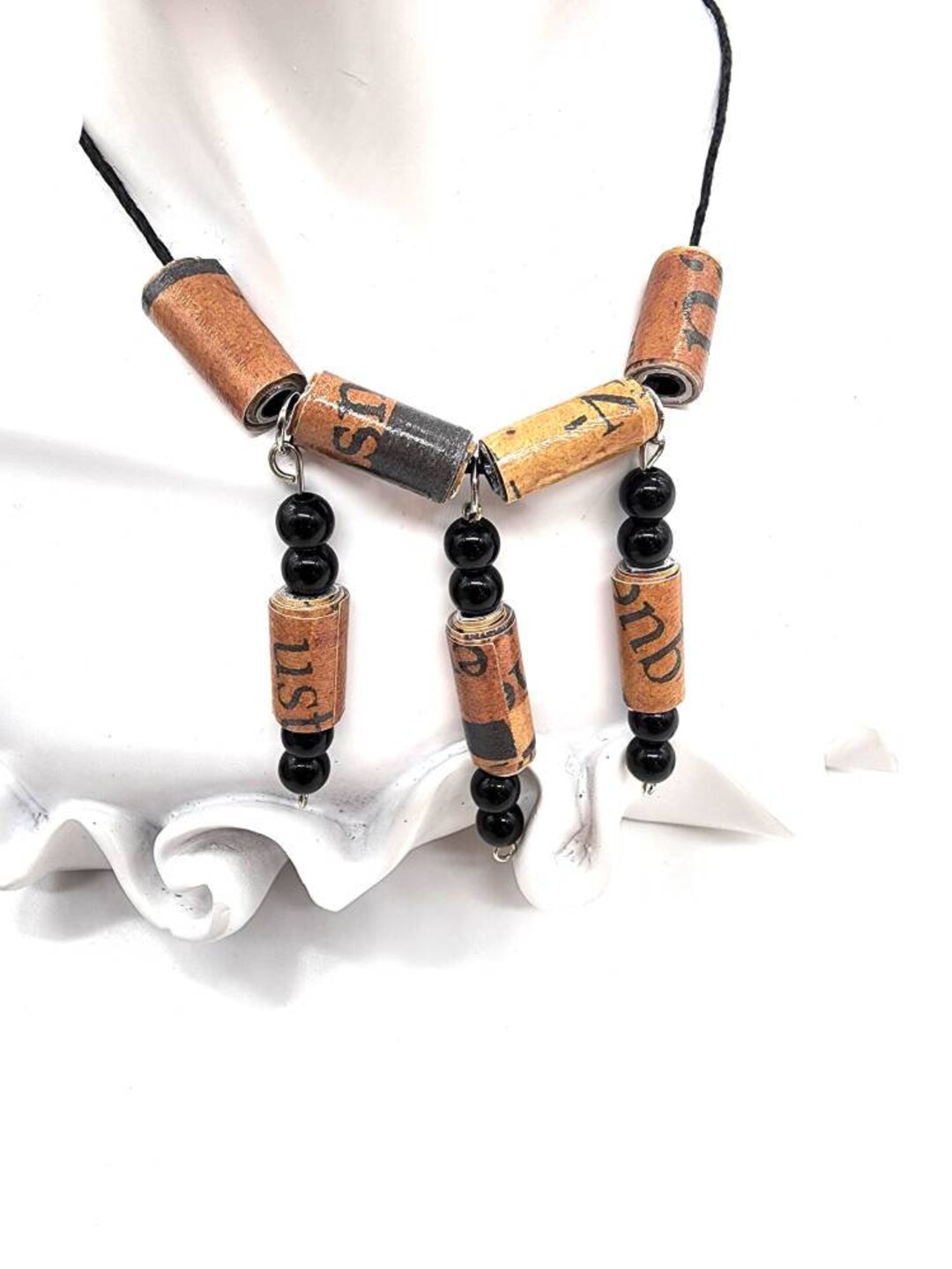Old Newspaper Paper Bead Necklace for Women, Adult Jewelry - Etsy