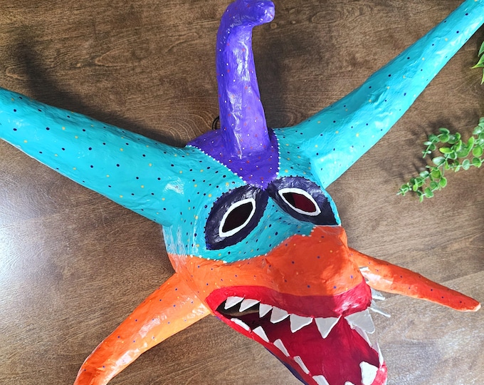 Puerto Rico Vejigante Mask, Colorful Carnival Mask, Large Papier Mâché ...