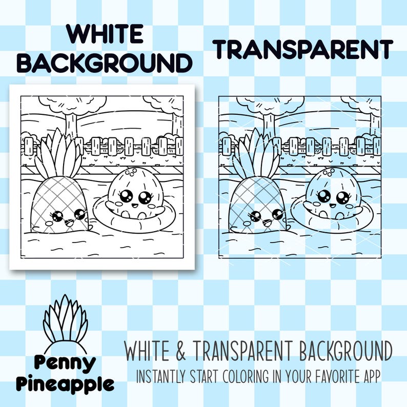 Summer Coloring Pages Printable, Cute Kawaii Kids Coloring Pack, Penny ...
