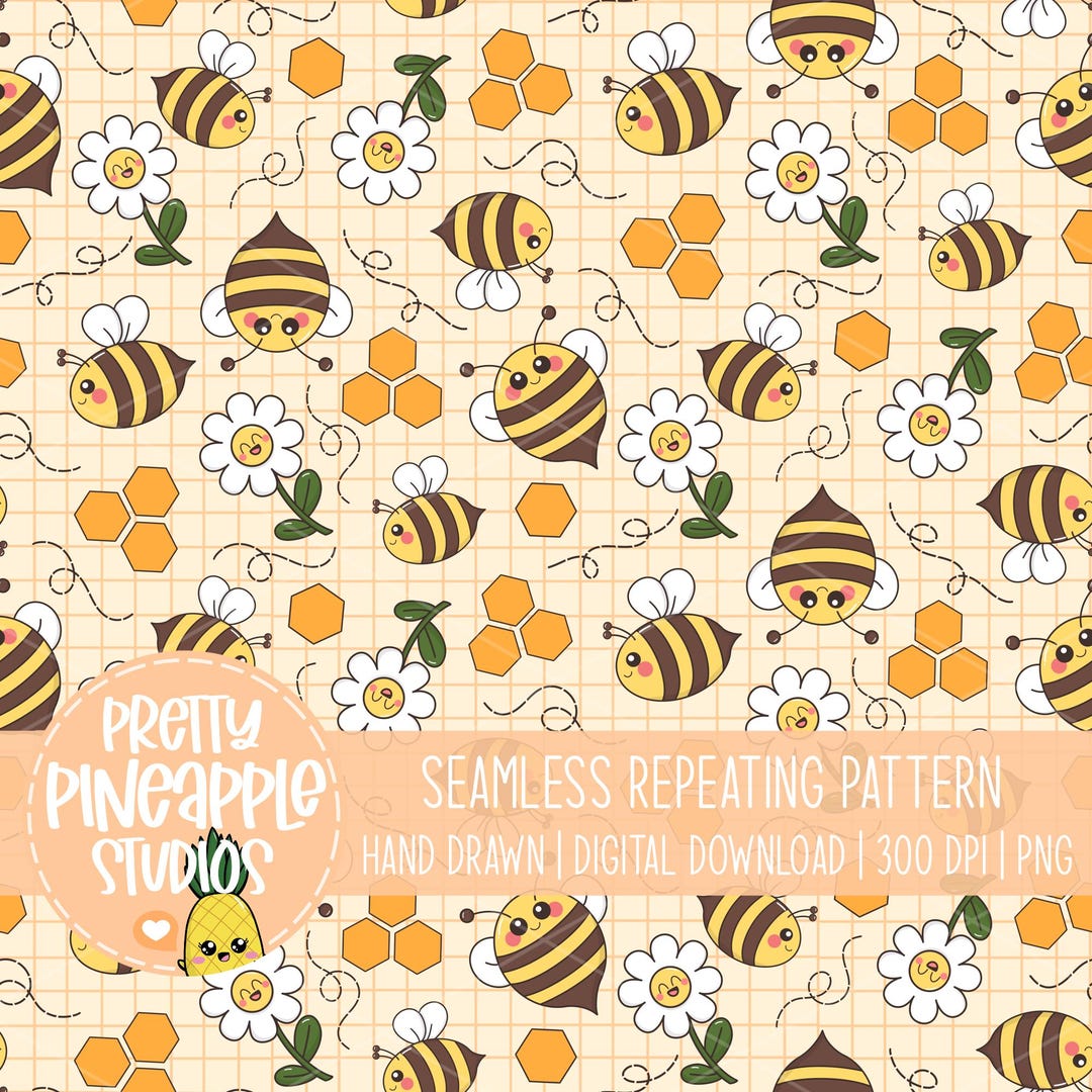 Cute Bee Seamless Pattern, Spring Bee Seamless File, Honey Bee Seamless ...