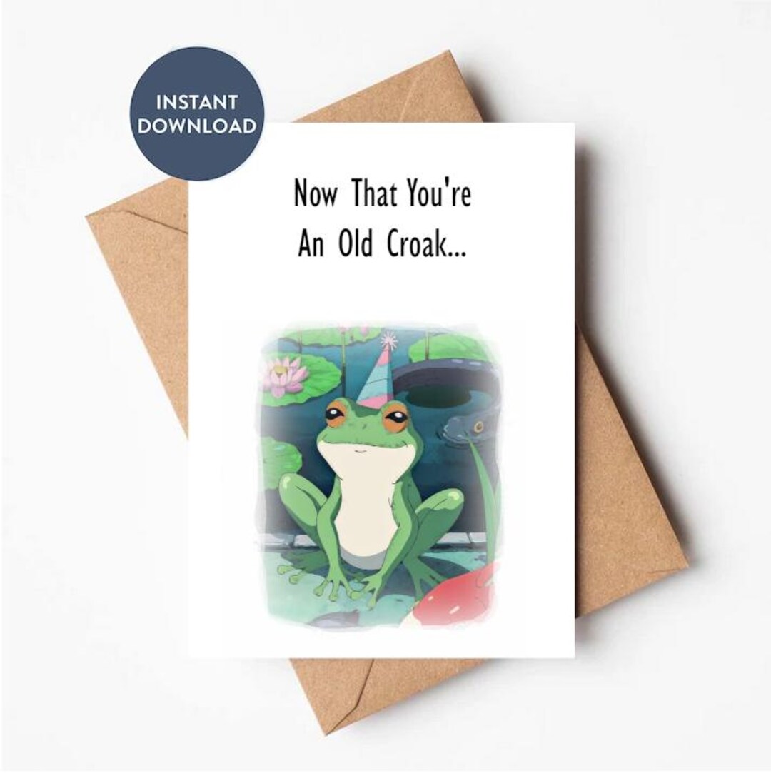 Printable Frog Birthday Card, Instant Download Cards, Cute Birthday ...