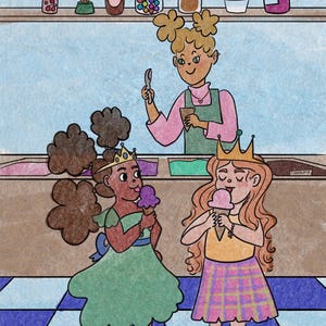 Princess Ice Cream Playdate Coloring Page - Etsy