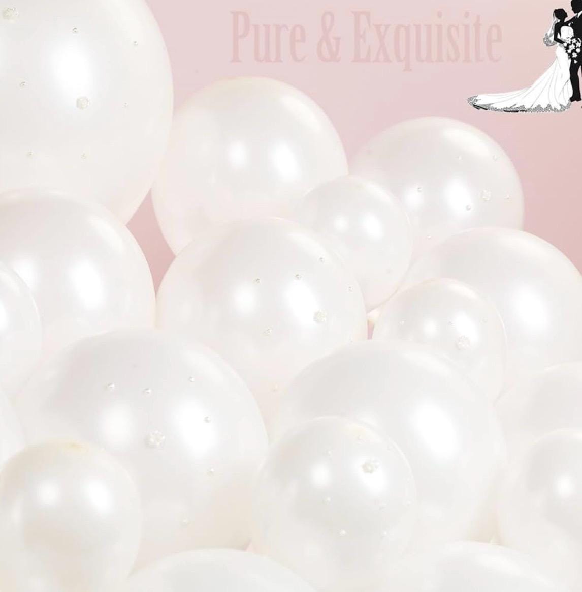 Pearl White Double Stuffed Balloons Different Sizes Bridal Wedding ...