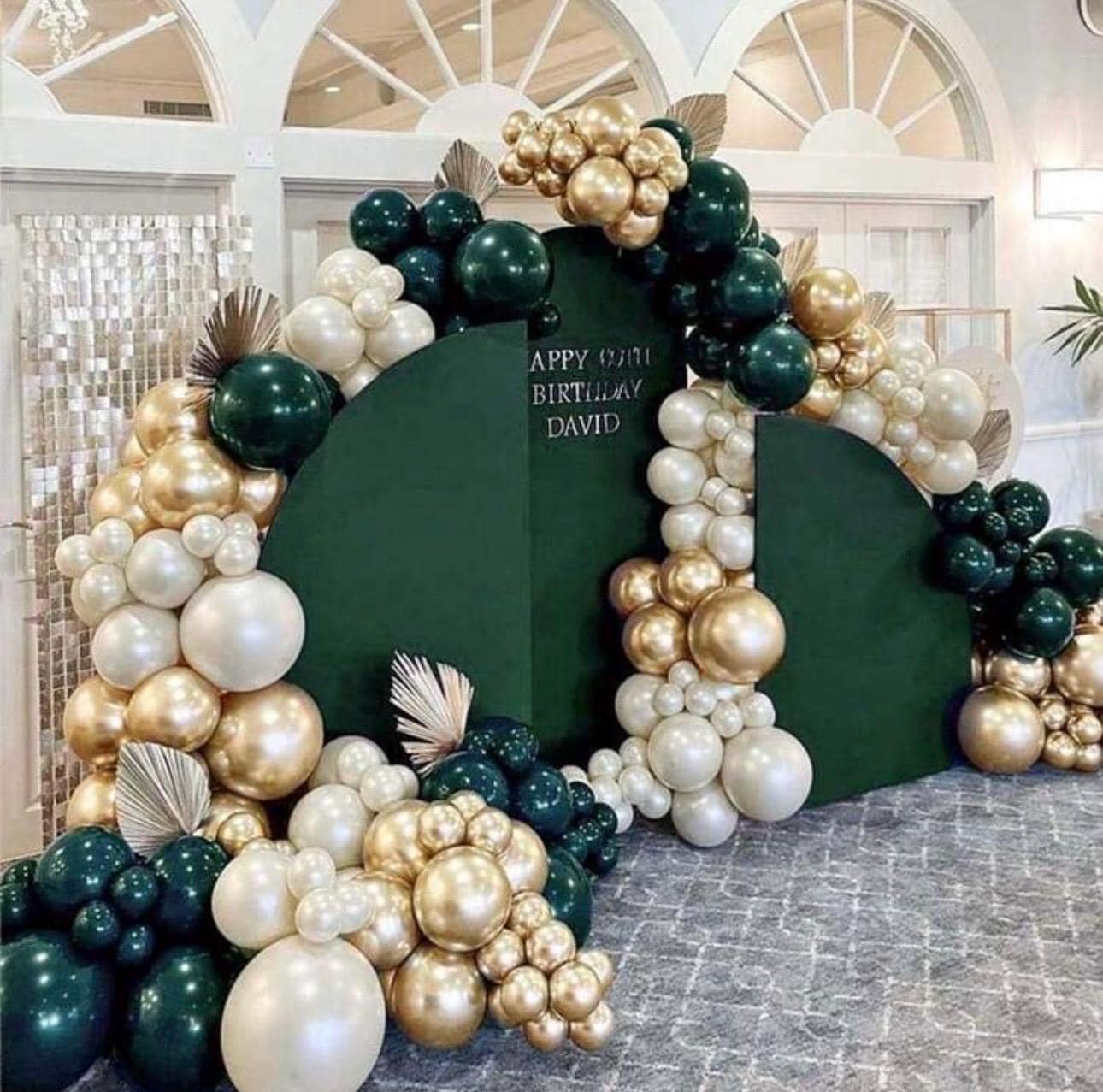 Emerald Green Gold Balloon Arch Garland Double Stuffed Dark Forest ...