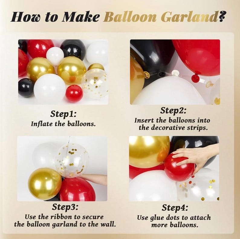 Red Black and Gold Balloons Garland Arch Kit Red and Black Party ...