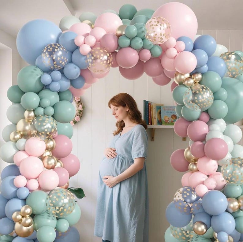 173pcs Pink Blue Green Balloon Arch Garland Kit, Dusty Baby Pink Mauve Pastel Mist Haze Green ...