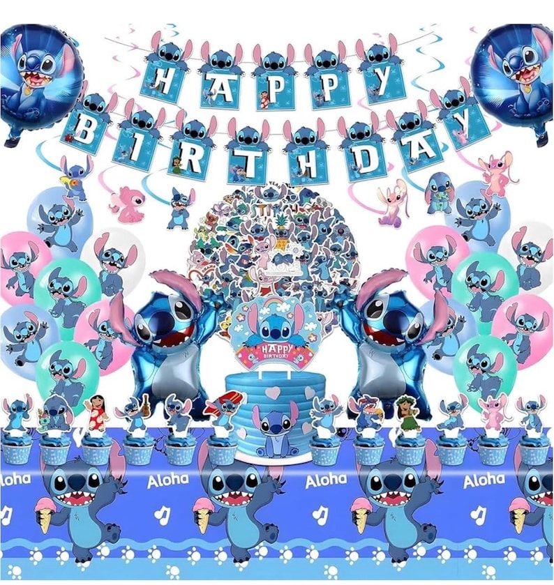 Stitch Party Supplies, 103pieces Birthday Decorations Set Include ...