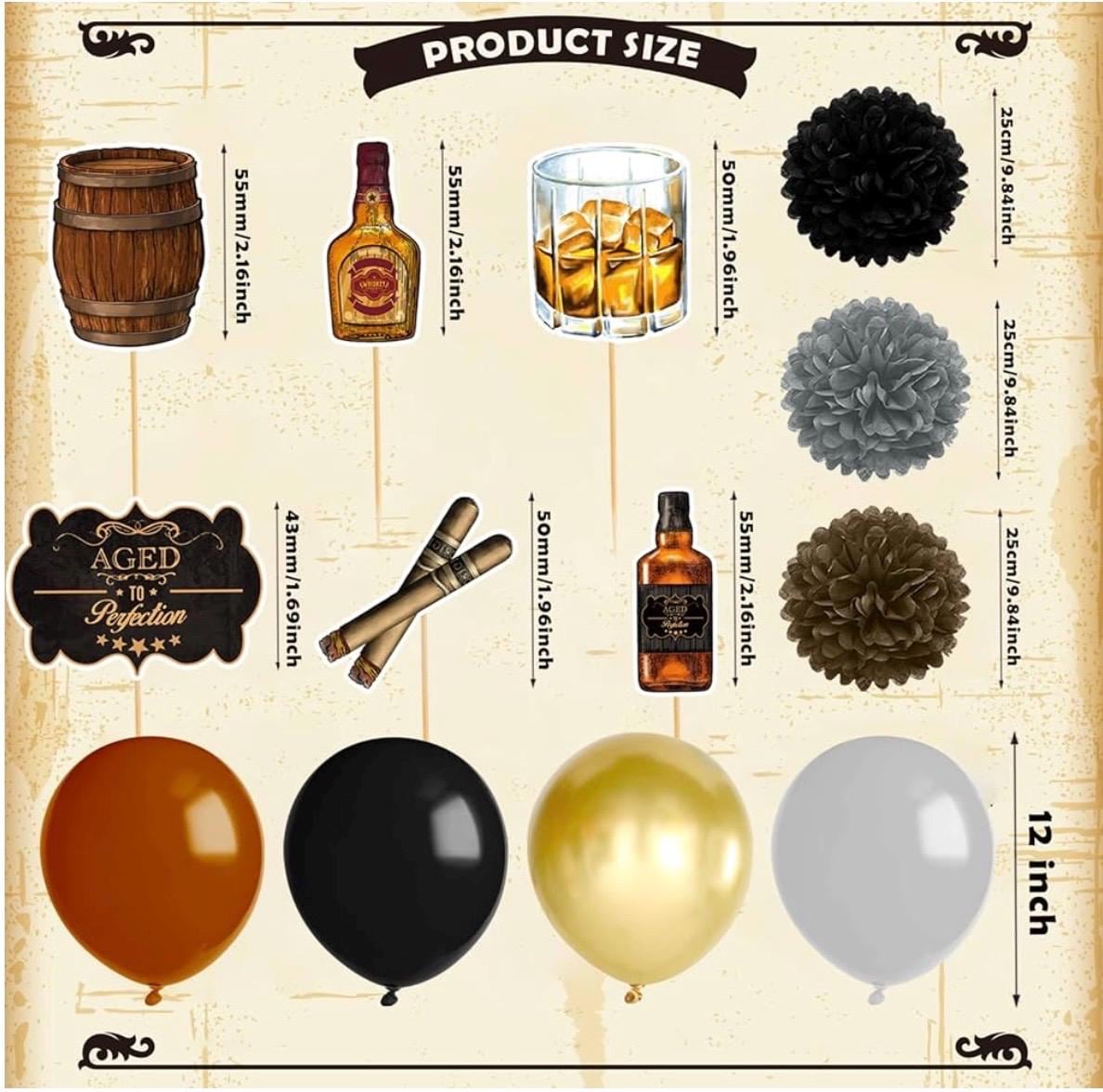 Whiskey Birthday Party Decorations for Men Aged to Perfection Supplies ...