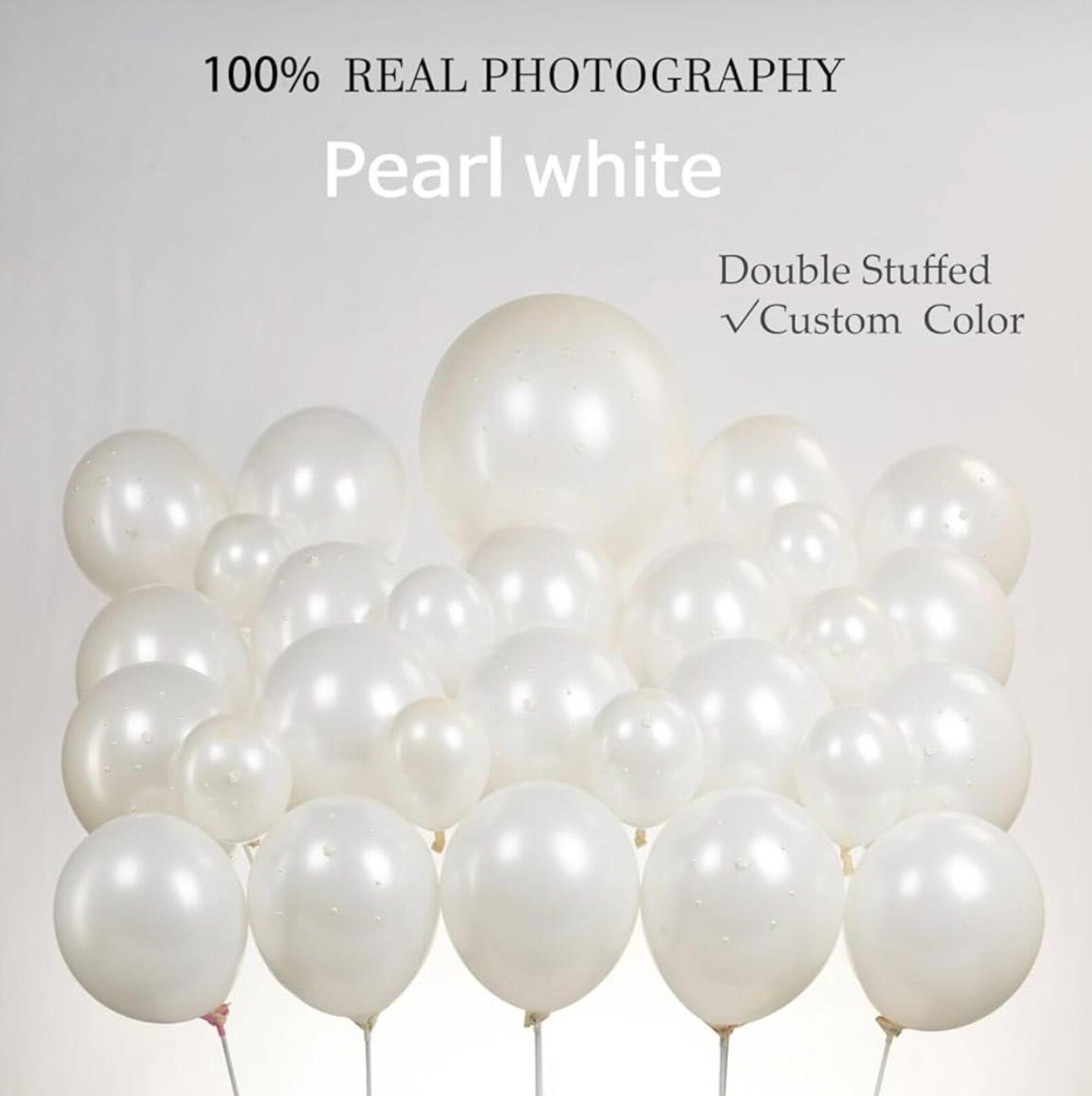Pearl White Double Stuffed Balloons Different Sizes Bridal Wedding ...