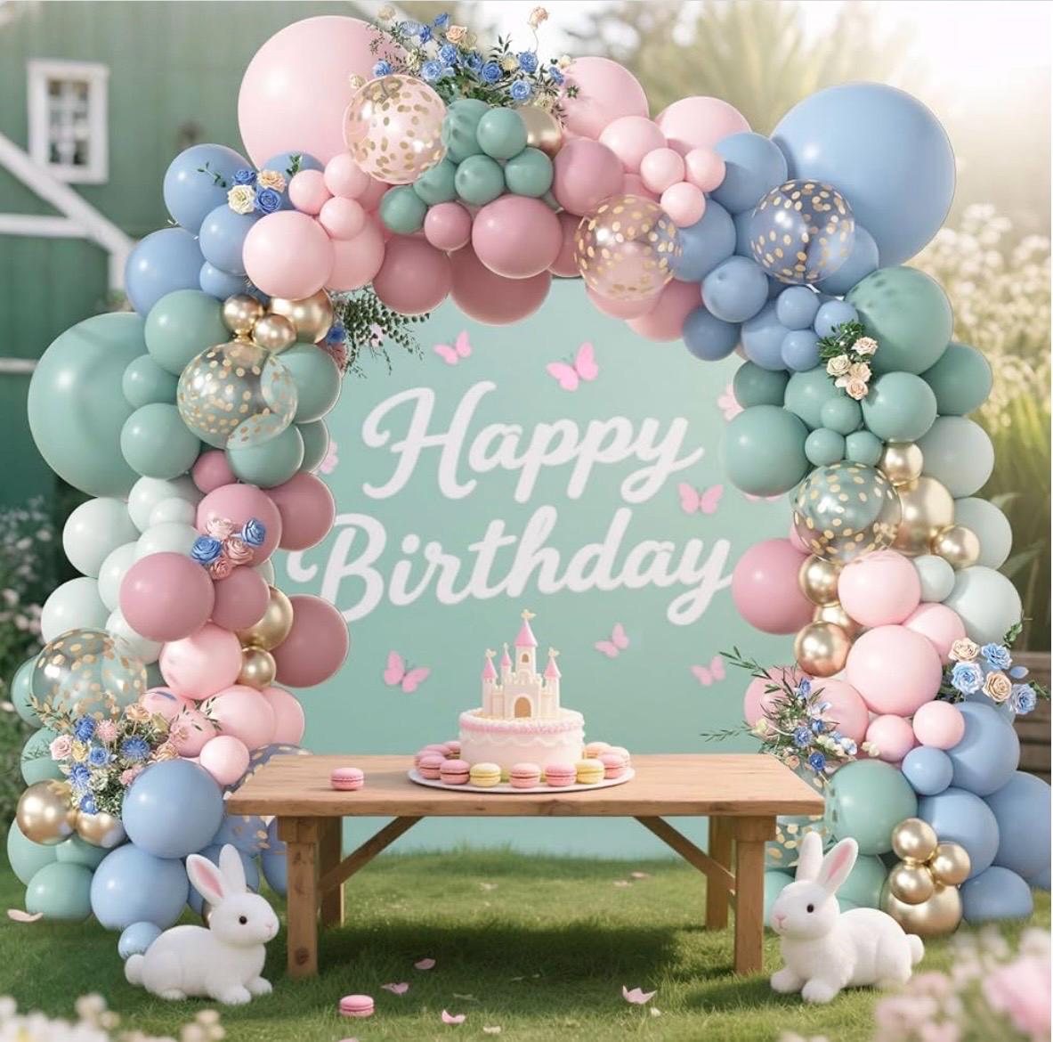 173pcs Pink Blue Green Balloon Arch Garland Kit, Dusty Baby Pink Mauve Pastel Mist Haze Green ...