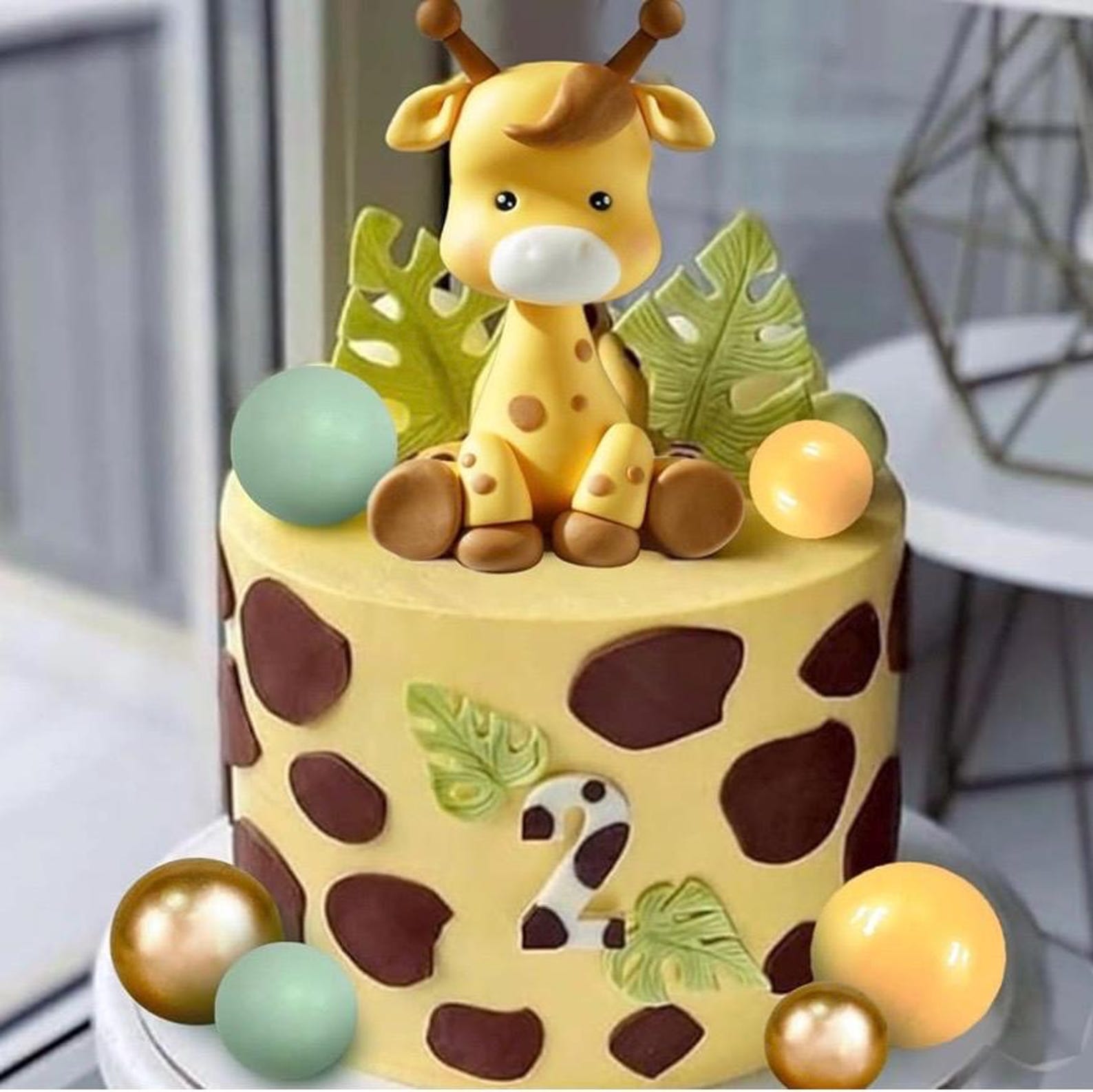 Giraffe Cake Topper With Balls Cake Decorations for Wild Animals Themed ...