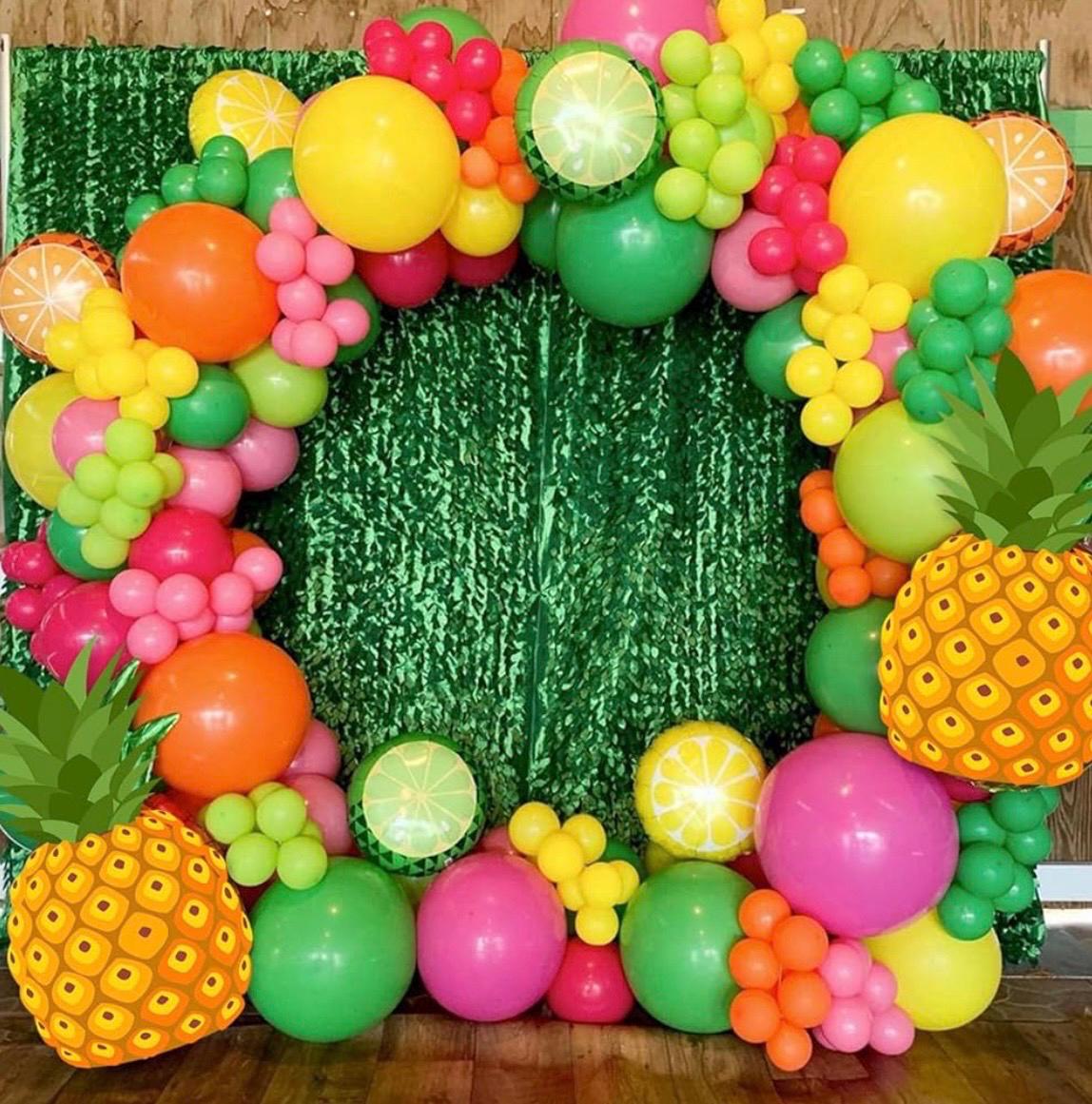 149pcs Fruit Balloon Garland Arch Kit Pink Yellow Green Balloons With ...