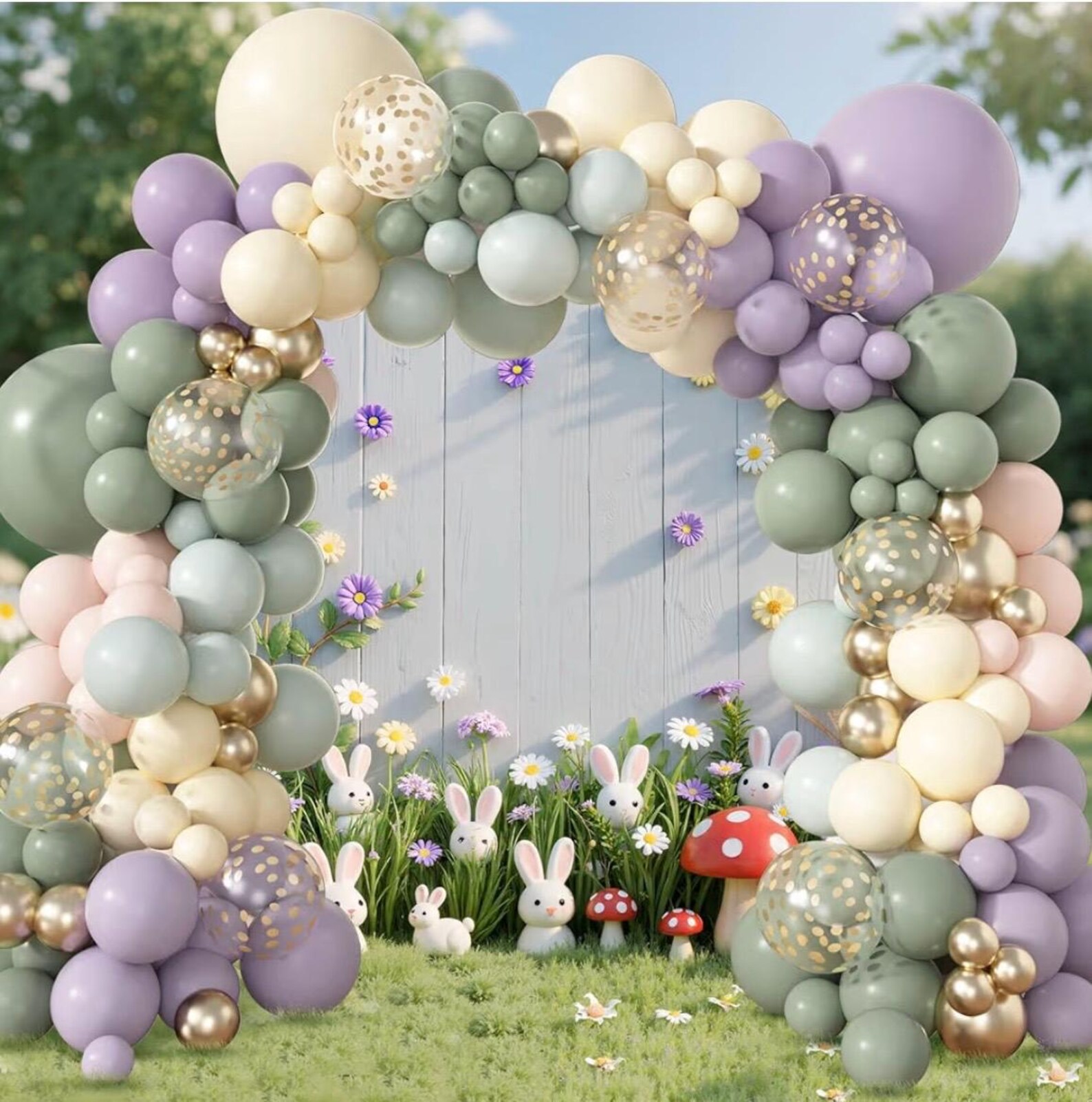 173pcs Dusty Green Purple Pink Balloon Arch Garland Kit, Lavender Pastel Blush Pink Yellow Mist ...