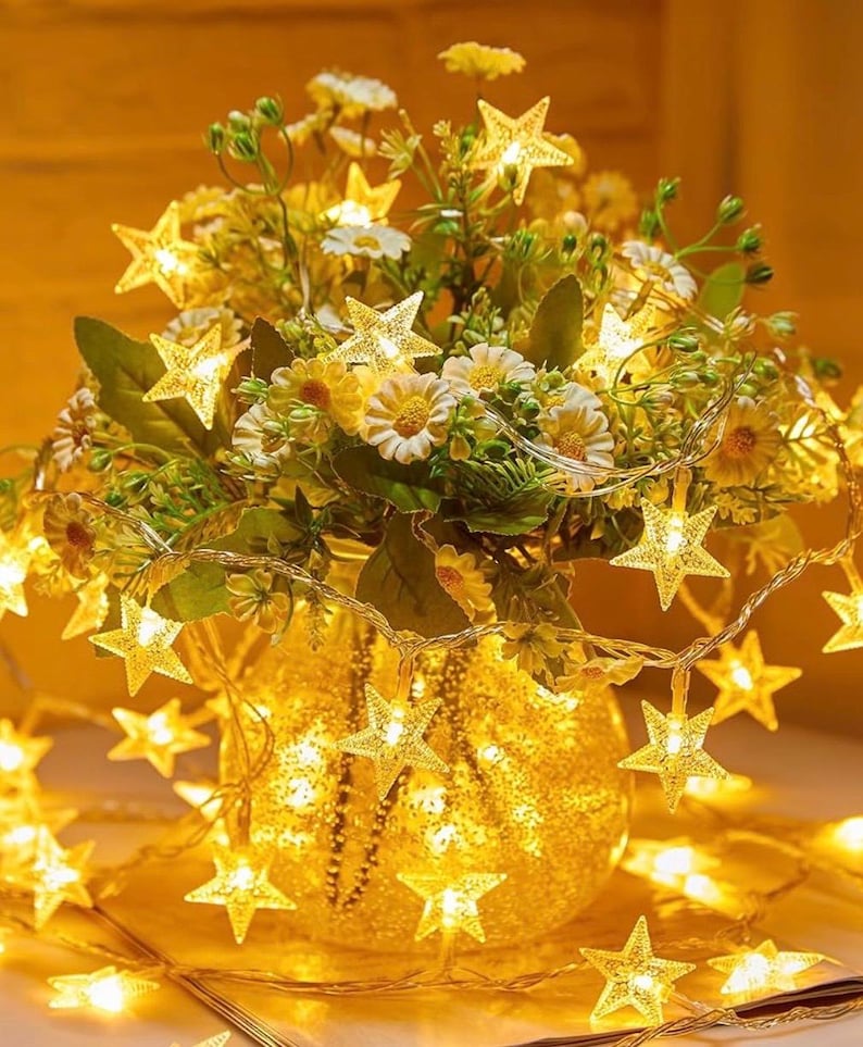 Star String Lights Battery Operated - 17 Ft 50 LED Star Fairy String ...