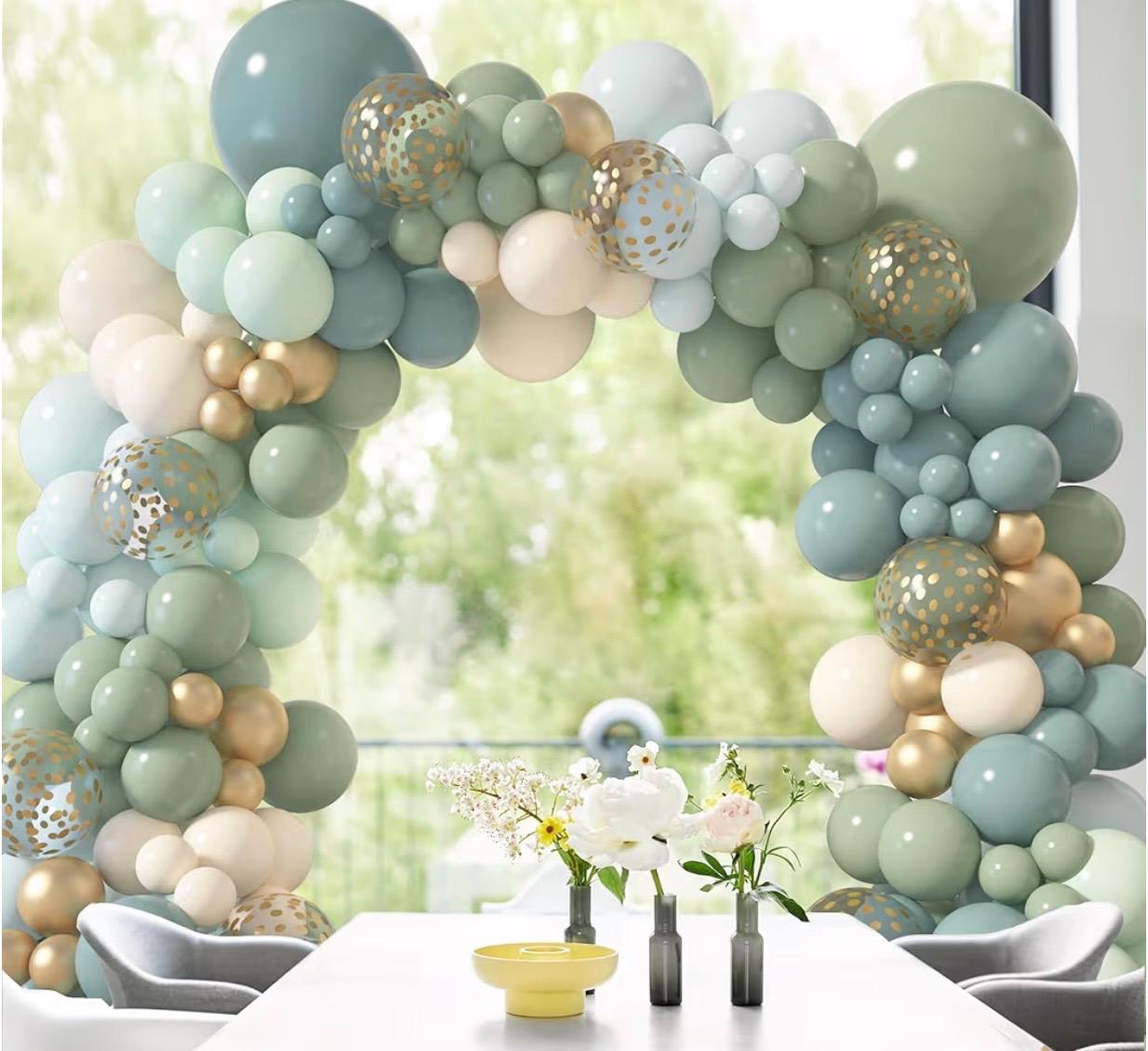 170pcs Dusty Blue Green Balloon Garland Arch Kit Haze Fog Blue Ash Mist ...