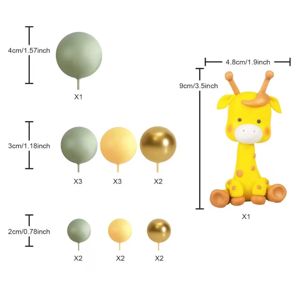 Giraffe Cake Topper With Balls Cake Decorations for Wild Animals Themed ...