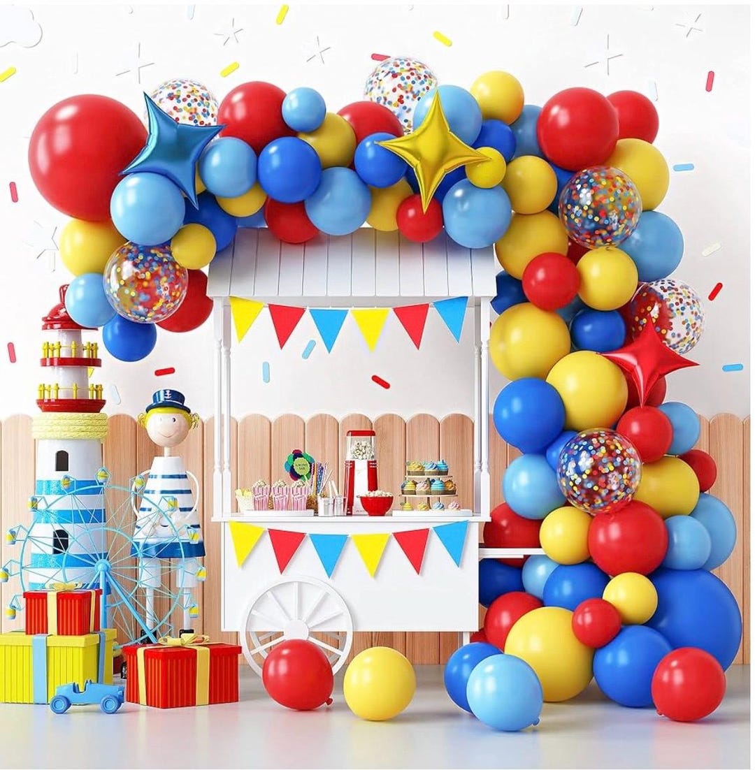 Carnival Circus Balloon Garland Arch Kit, 120pcs Red Blue Yellow ...