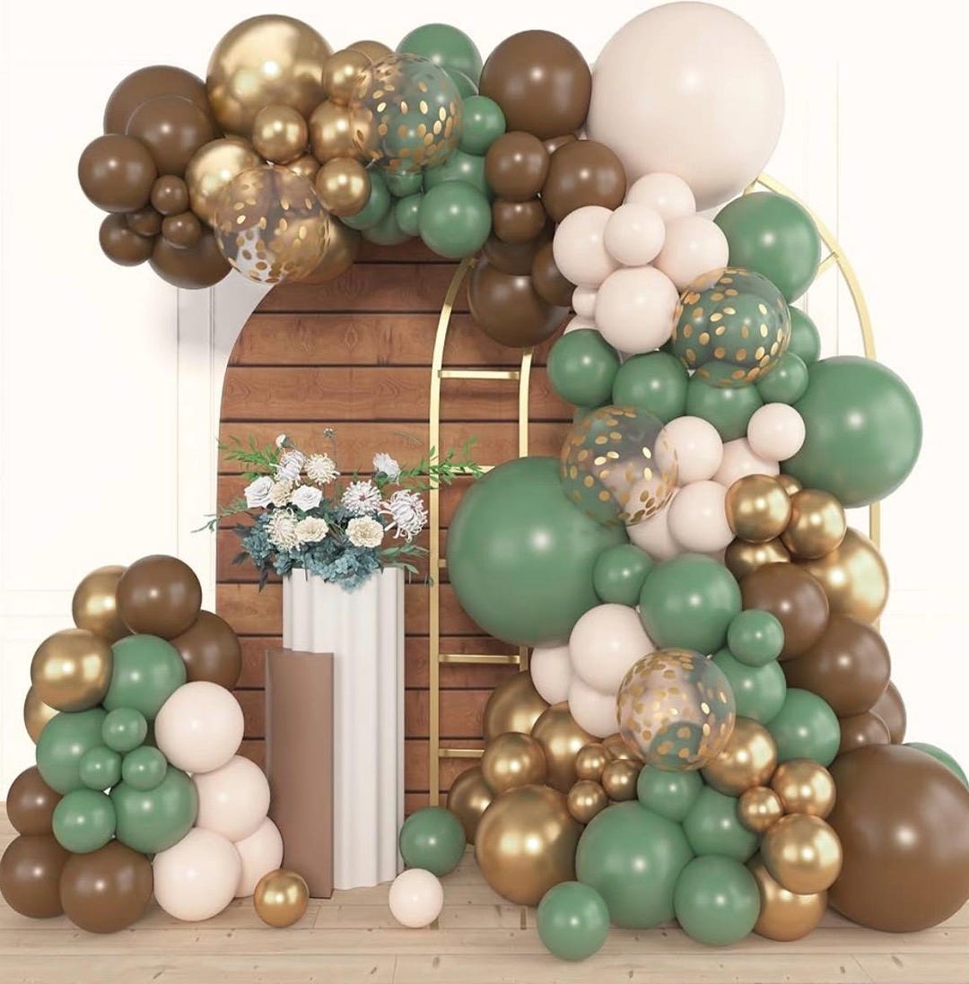 153pcs Sage Green Brown Balloon Garland Arch Kit,olive Green Gold Latex ...
