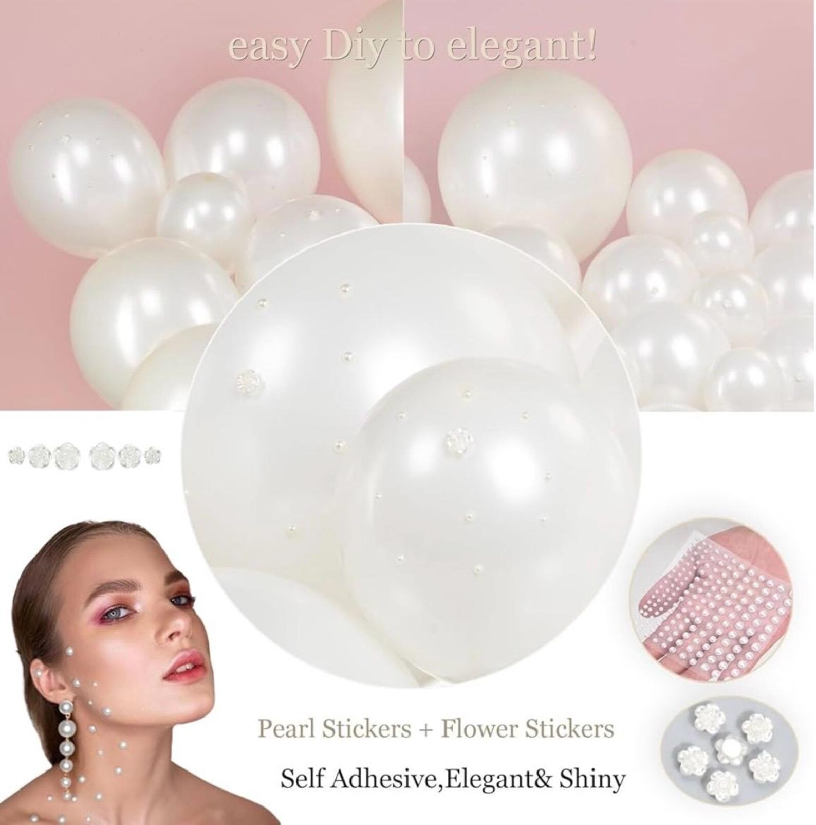 Pearl White Double Stuffed Balloons Different Sizes Bridal Wedding ...