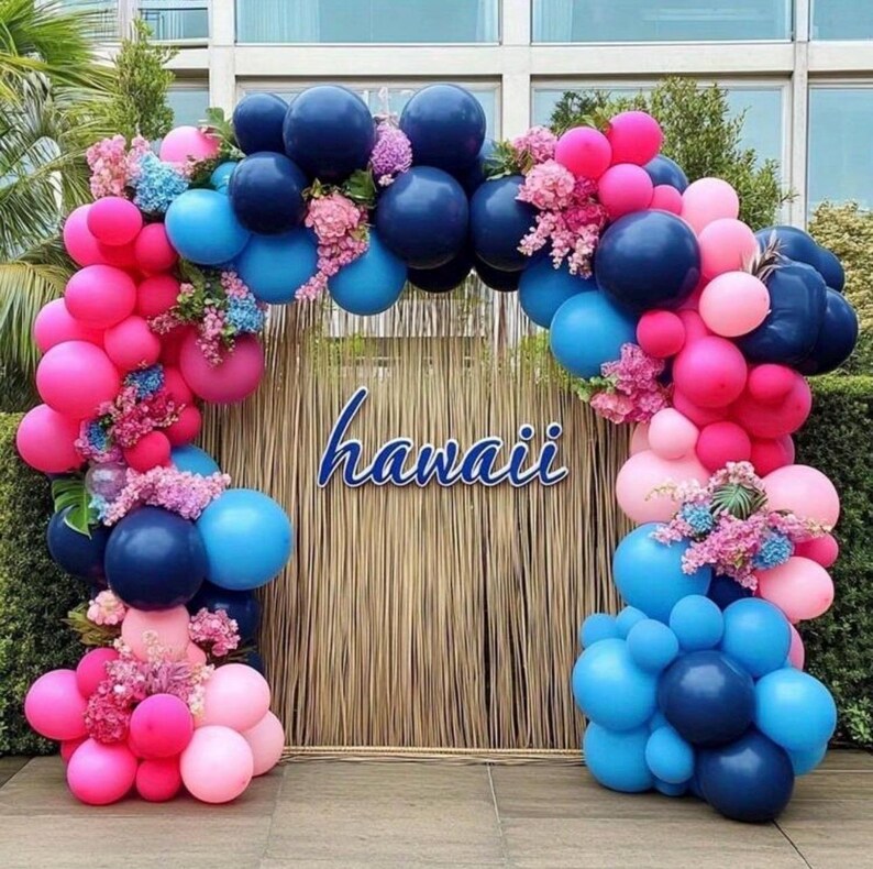 Navy Blue Pink Balloon Garland Dark Blue Hot Pink Silver Balloons Royal ...