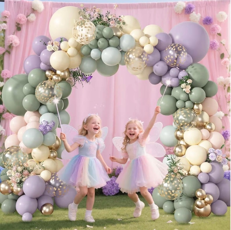 173pcs Dusty Green Purple Pink Balloon Arch Garland Kit, Lavender Pastel Blush Pink Yellow Mist ...