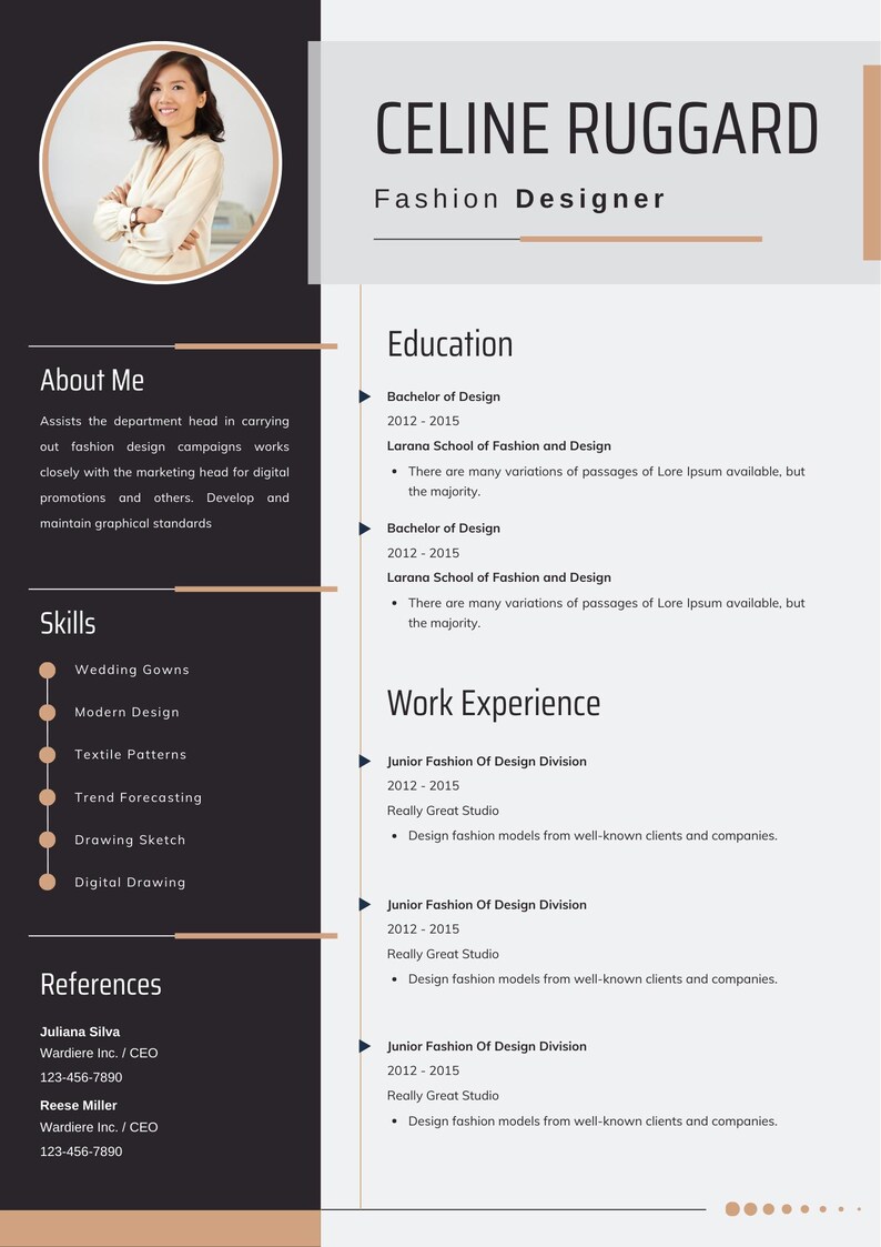 Professional Resume Template, Modern Resume, CV Template, Minimalist ...