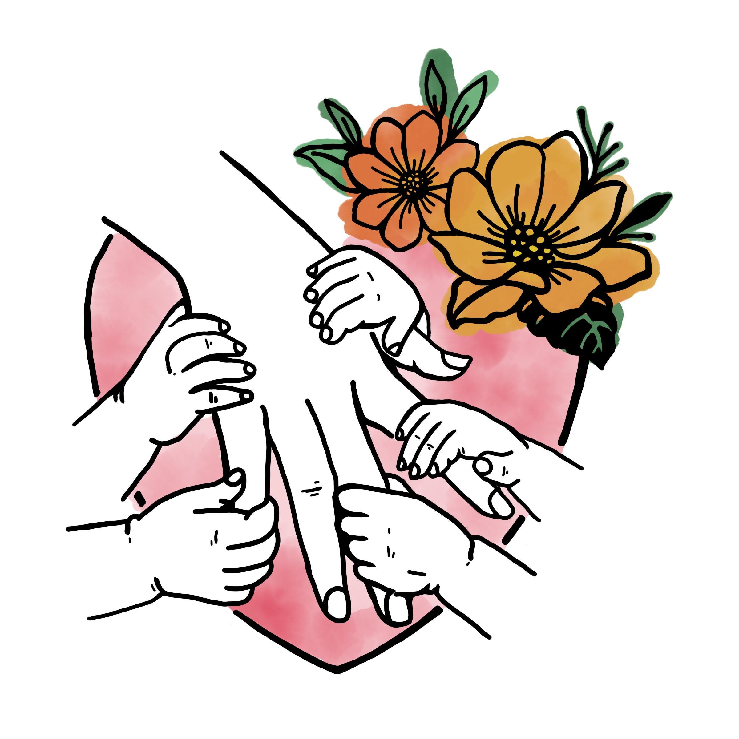 Mom and Kids Hand Illustration (4) | Meaningful Line Art Digital ...