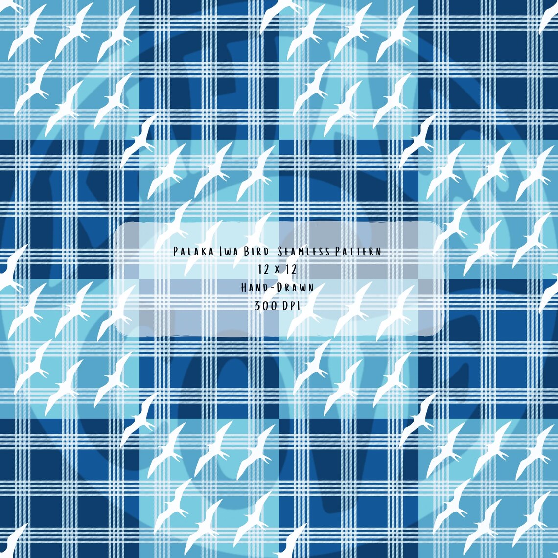 Palaka Iwa Bird Seamless Pattern | Hawaiian Plaid Digital Paper (12x12 ...