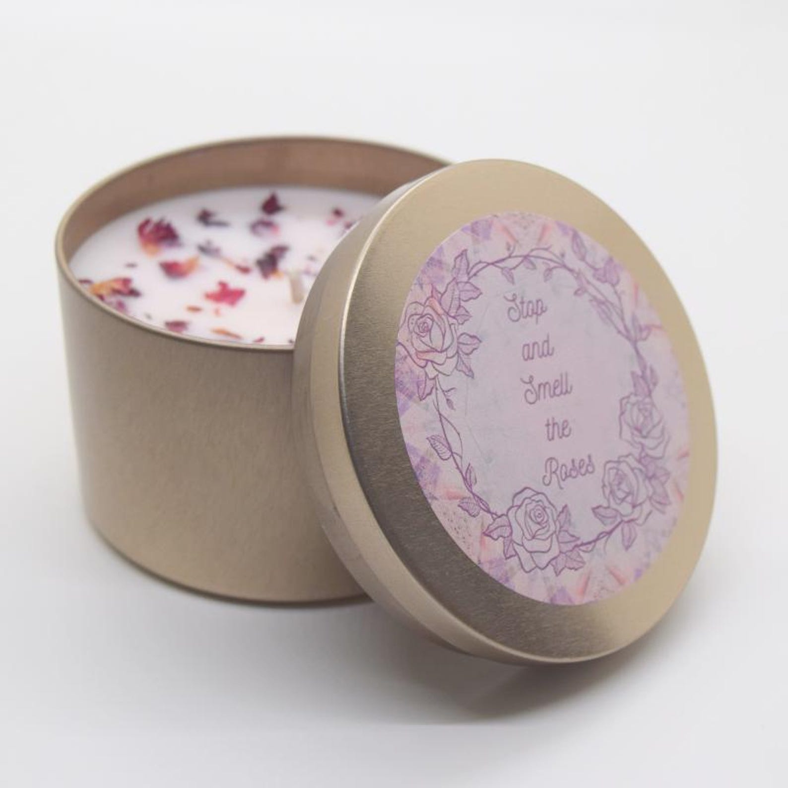 Stop and Smell the Roses Mindfulness Meditation Candle With Dried Red ...