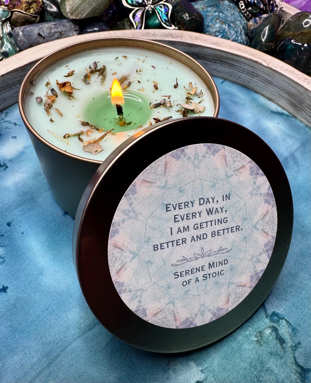Stoic Meditation Candle: Serene Mind, Aquatic Scent, Herb Mix - Etsy