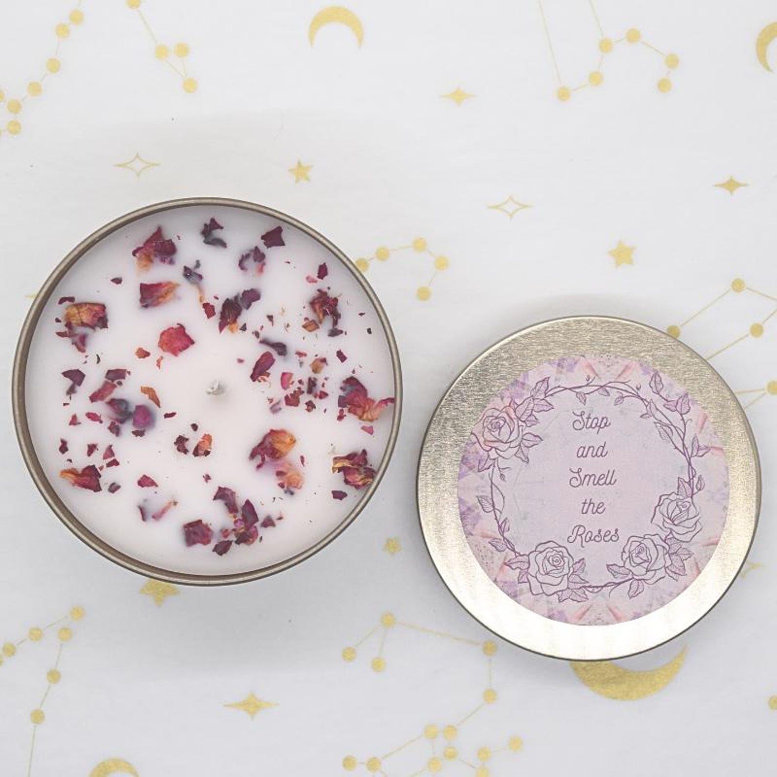 Stop and Smell the Roses Mindfulness Meditation Candle With Dried Red ...