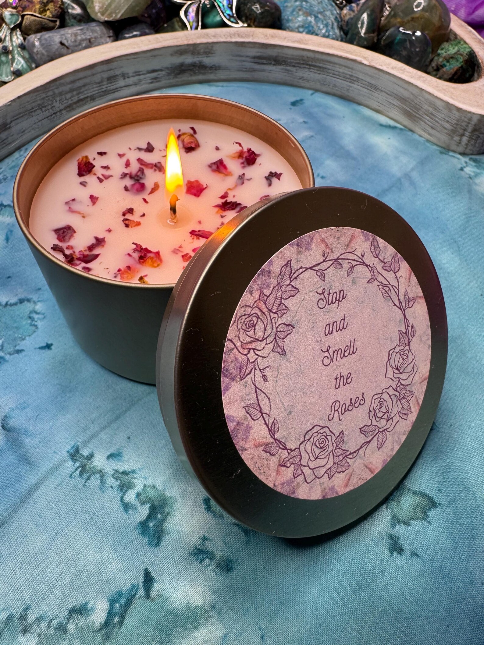 Stop and Smell the Roses Mindfulness Meditation Candle With Dried Red ...