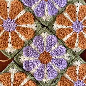 Retro Daisy Granny Square - PDF Downloadable/printable Crochet Pattern ...