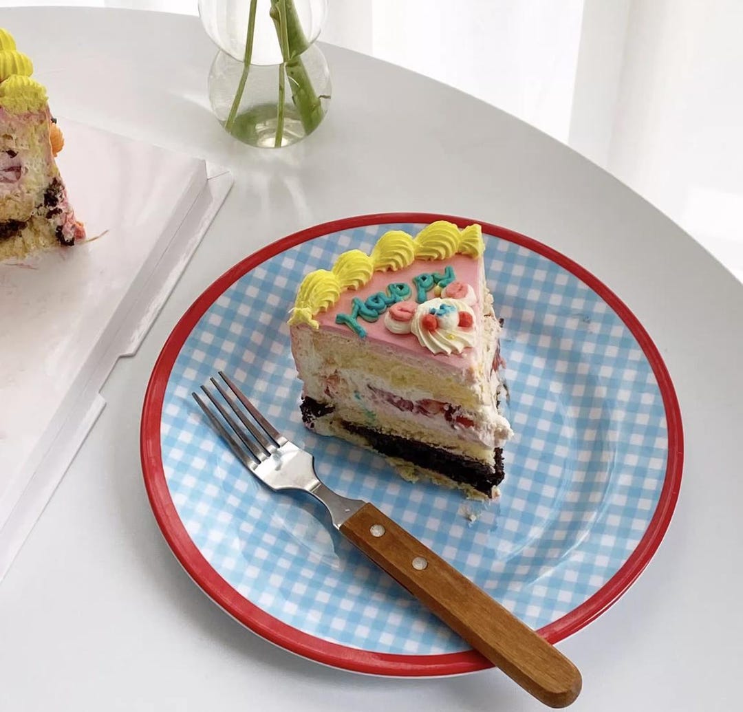 Retro Gingham Melamine Plate – 9'' Picnic-style Checkered Dinner Plate ...