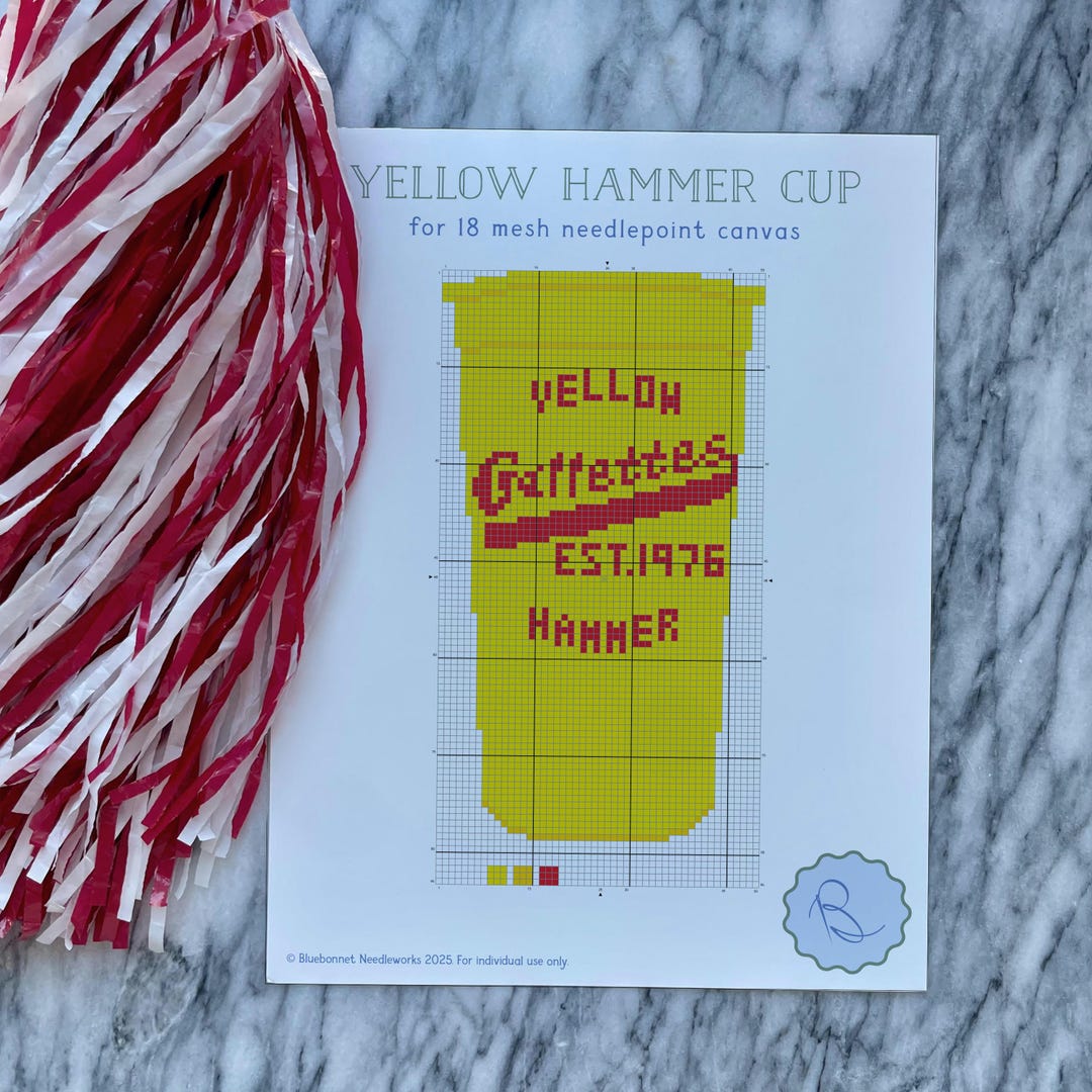 Yellow Hammer Cup Ornament | Digital Needlepoint Chart for 18 Mesh ...
