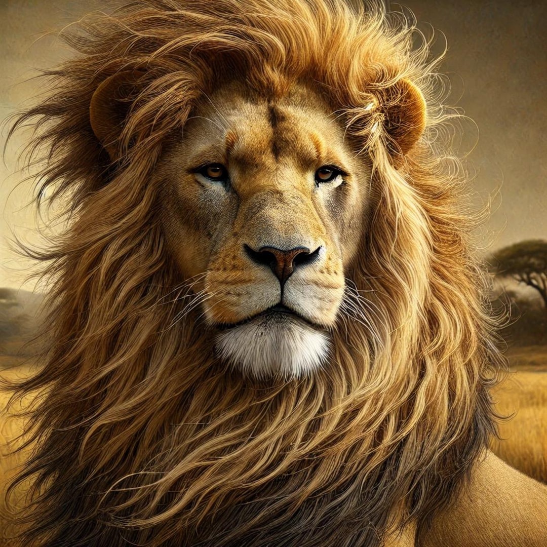 Majestic Realistic Lion Digital Painting Wildlife Art Wall Decor - Etsy