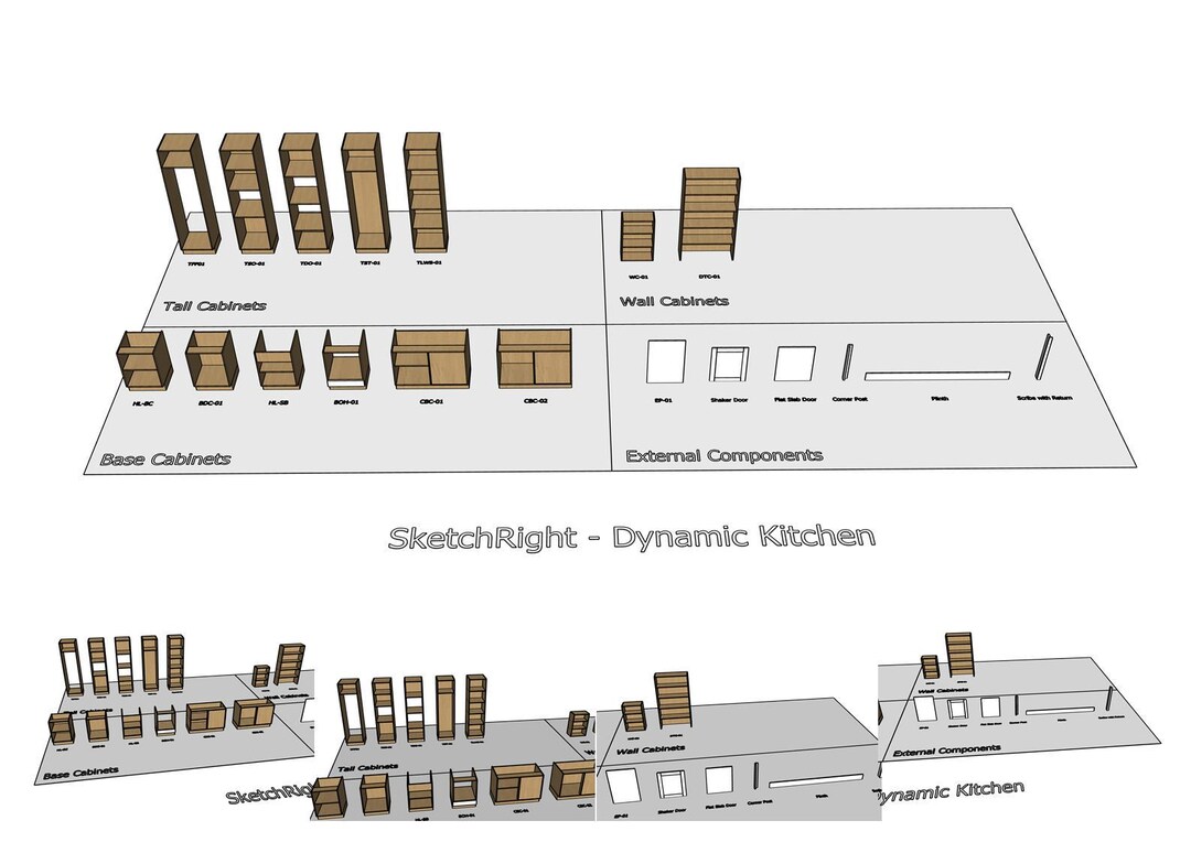 Customizable Sketchup Dynamic Components Kitchen Cabinet File - Etsy
