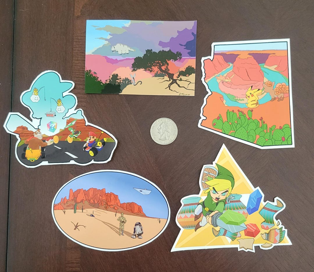 Arizona Nerdy Themed Stickers 5-pack Set 2 - Etsy