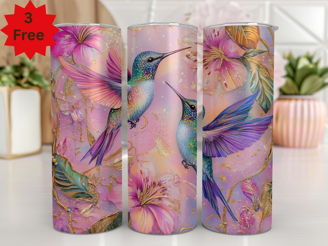 Hummingbird 20oz Skinny Tumbler Wrap | Hummingbirds Floral Tumbler Wrap ...