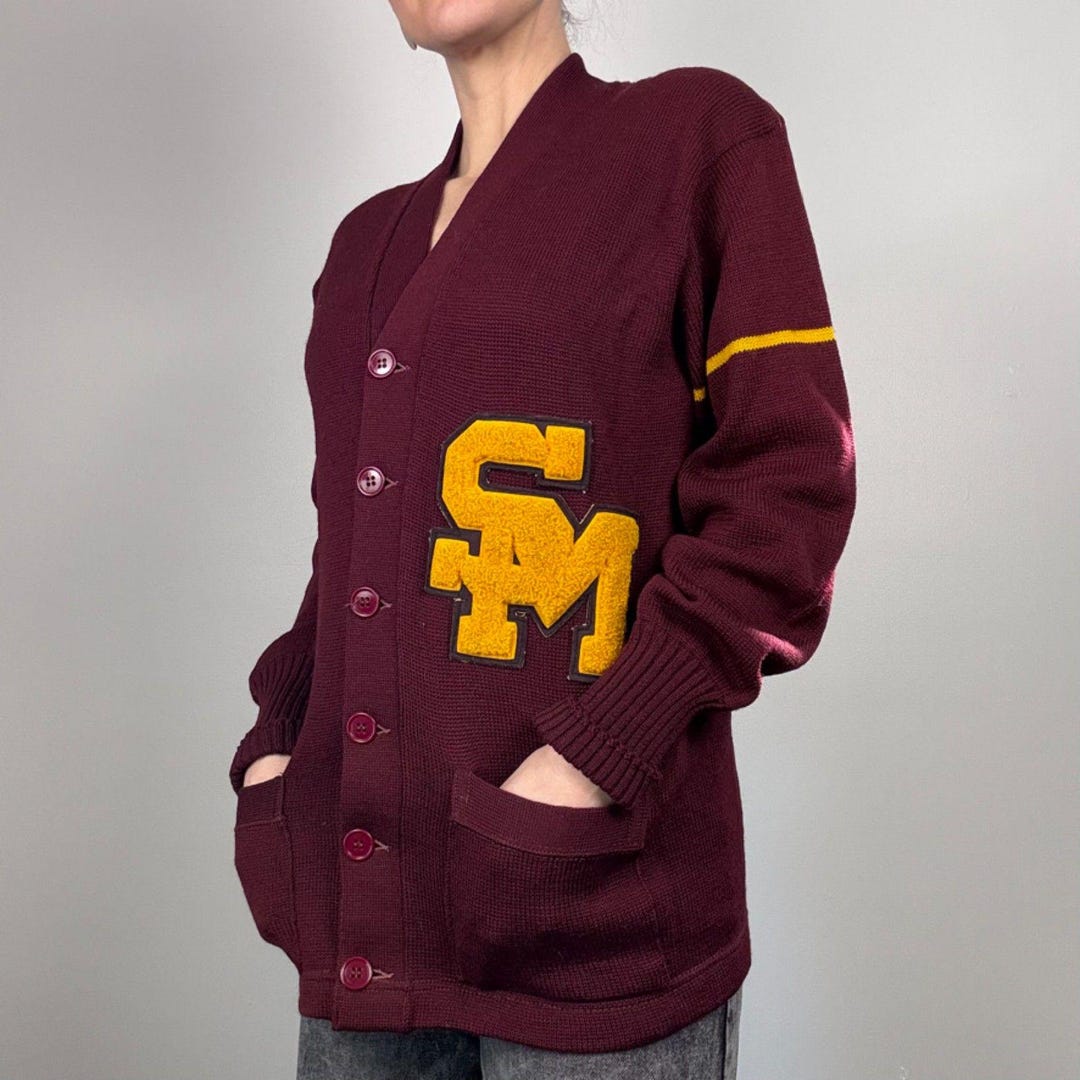 Vintage Varsity Letterman Cardigan Sweater - Etsy
