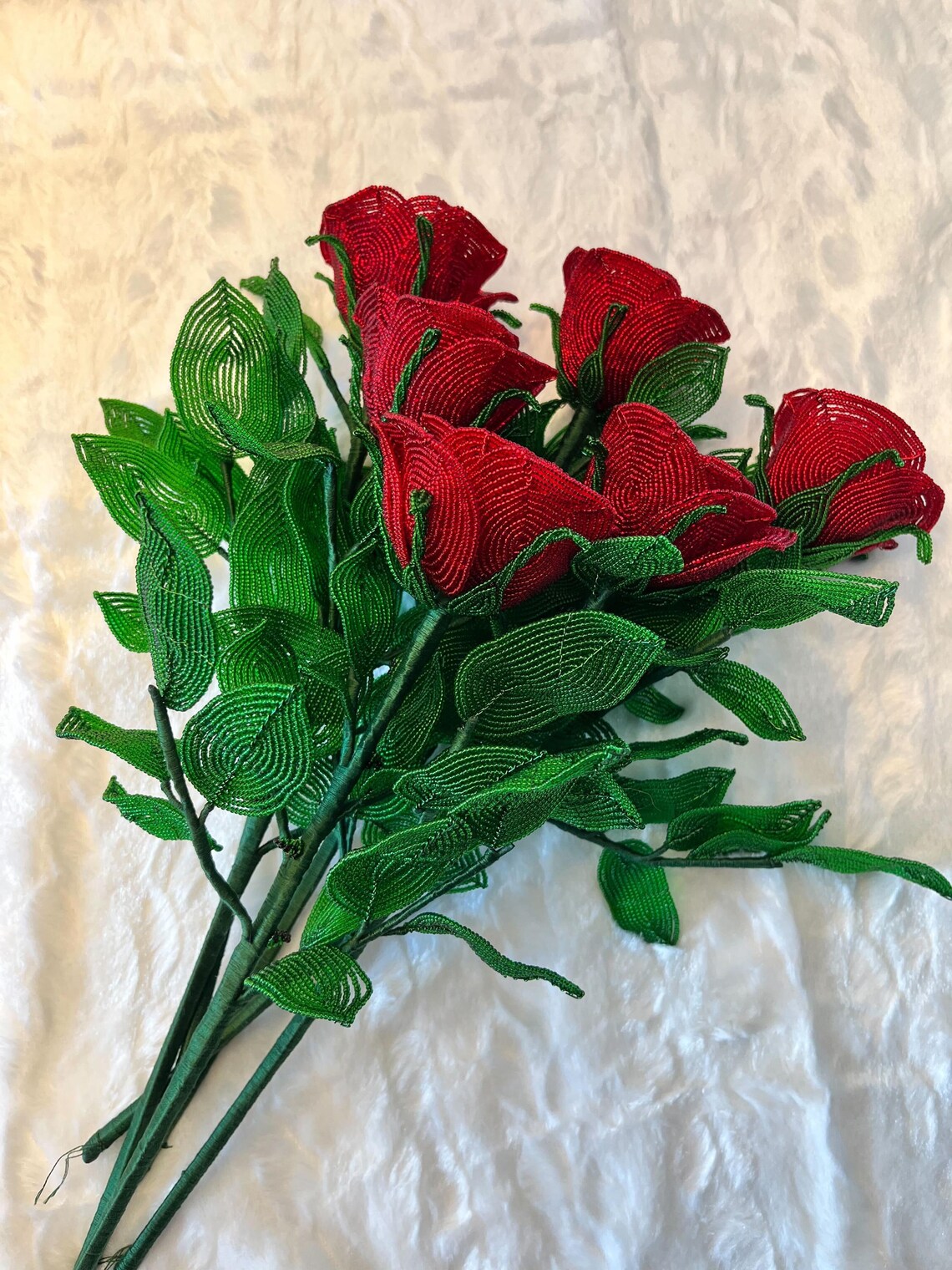 Handmade Beaded Red Rose - Etsy