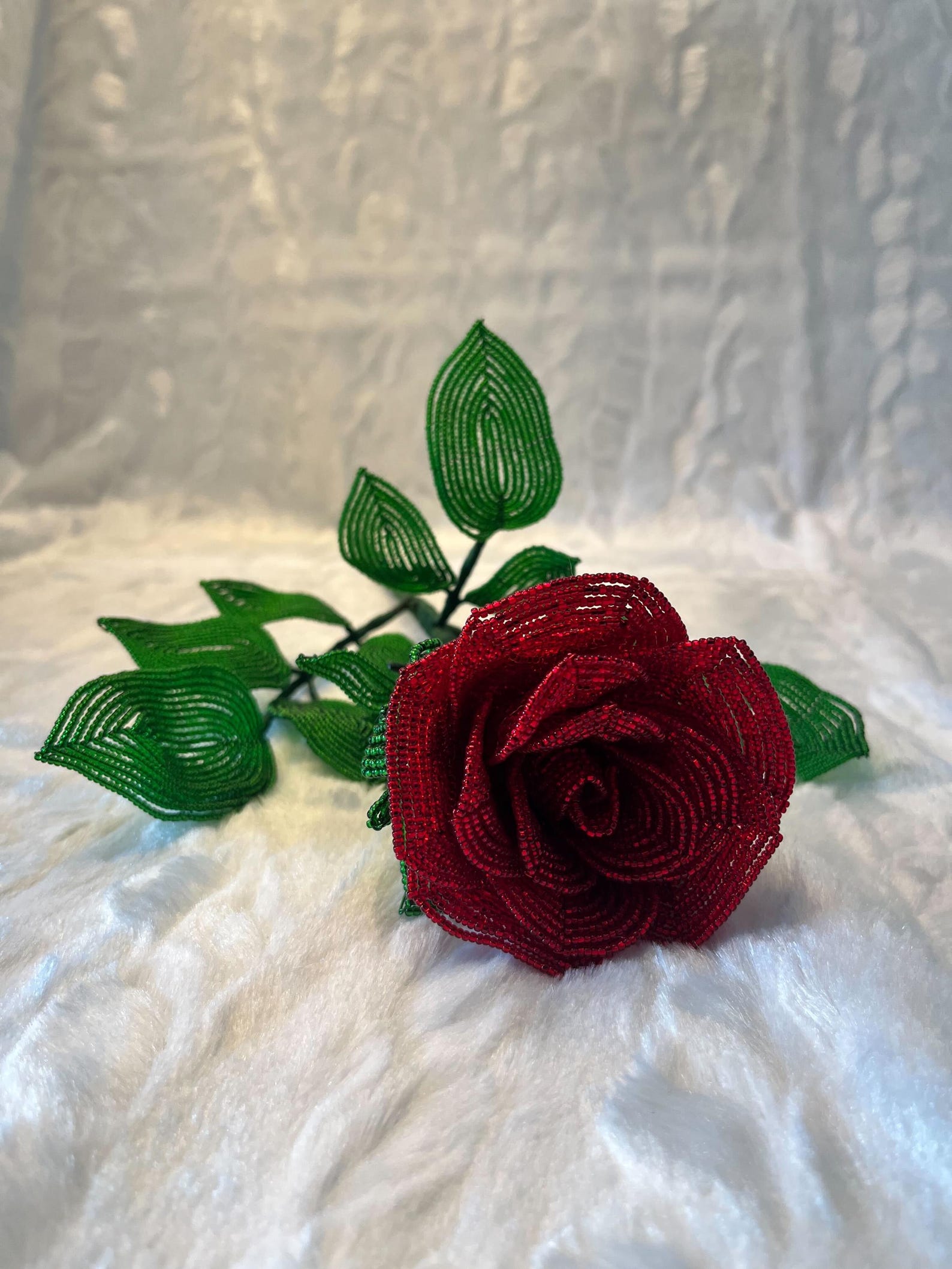 Handmade Beaded Red Rose - Etsy