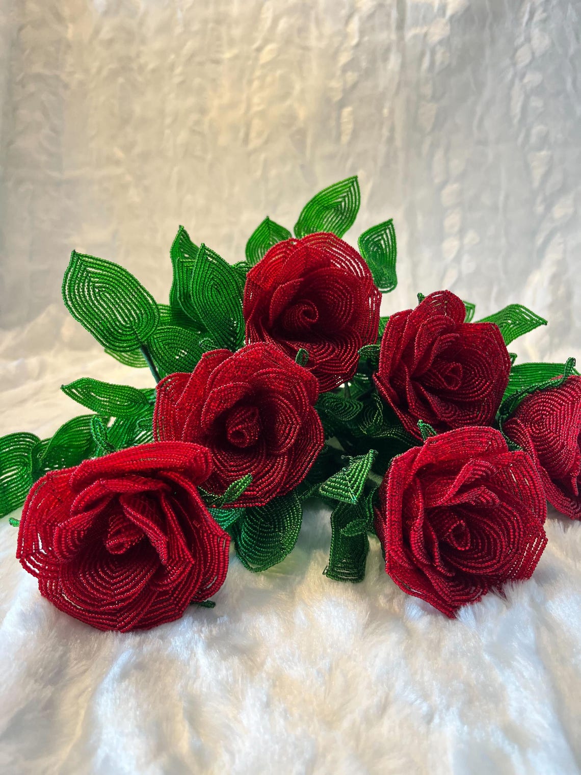 Handmade Beaded Red Rose - Etsy