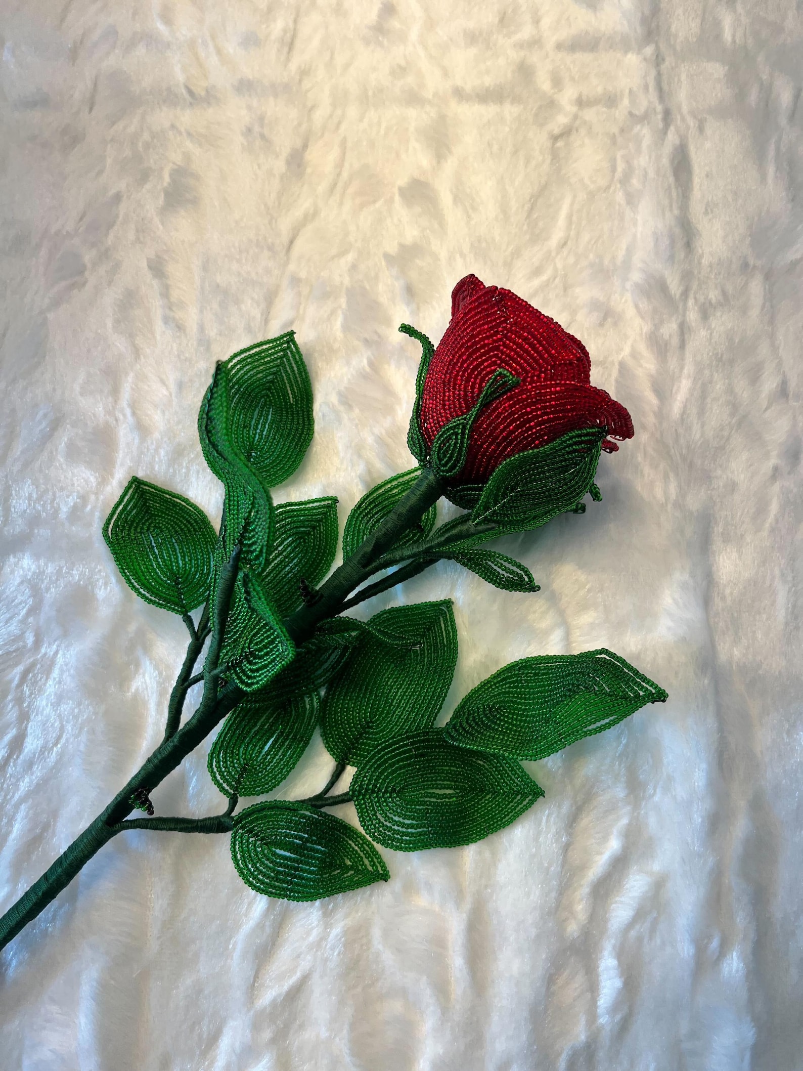 Handmade Beaded Red Rose - Etsy