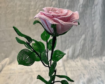 Handmade Beaded Red Rose - Etsy