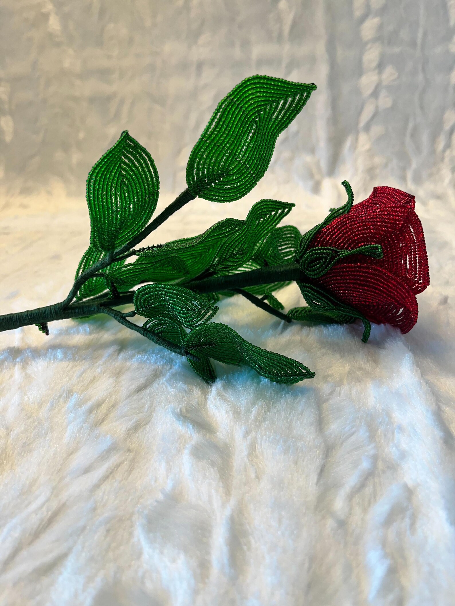 Handmade Beaded Red Rose - Etsy