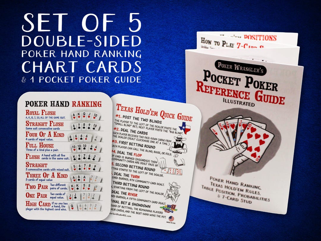 5 Poker Hand Ranking Cards & 1 Pocket Poker Guide - Etsy